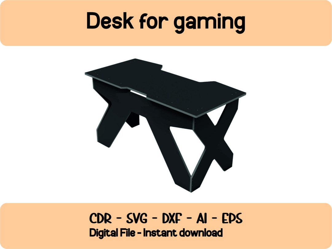Game Desk Table Vector Files, Study Table Plan CNC, Home Office Desk ...