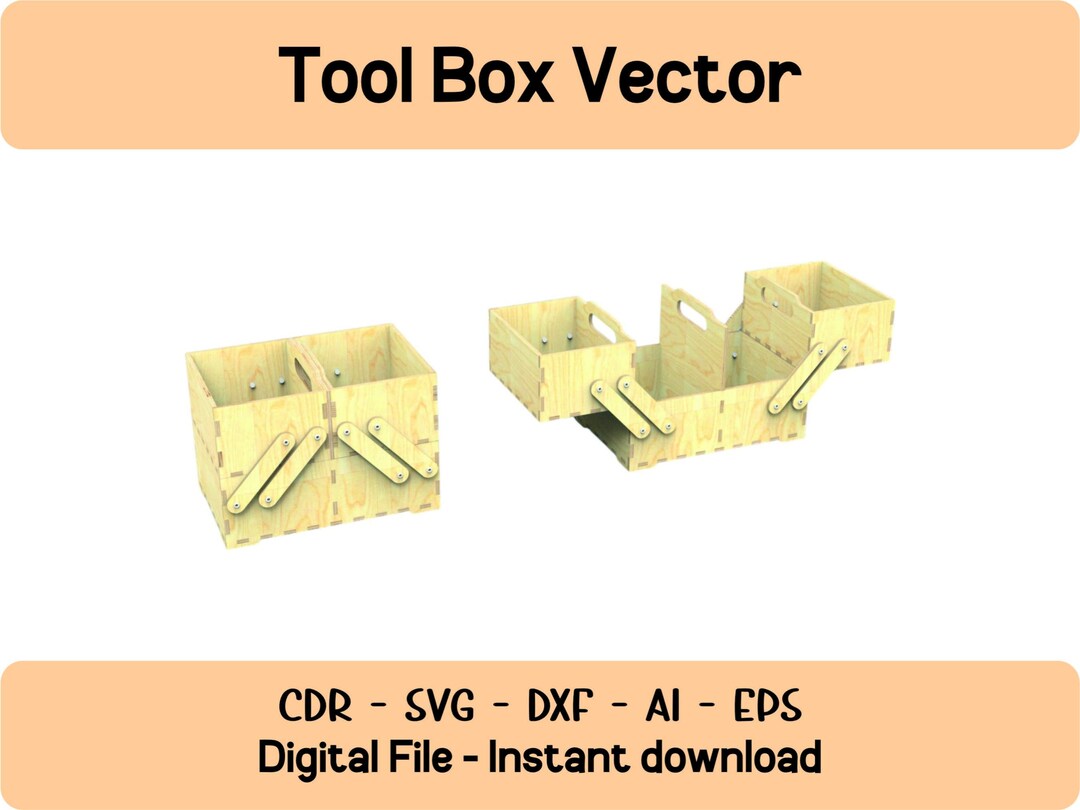 Tool Box Cnc Vector Files Storage Box Dxf Construction Worker Tool Box Handyman Pattern Diy