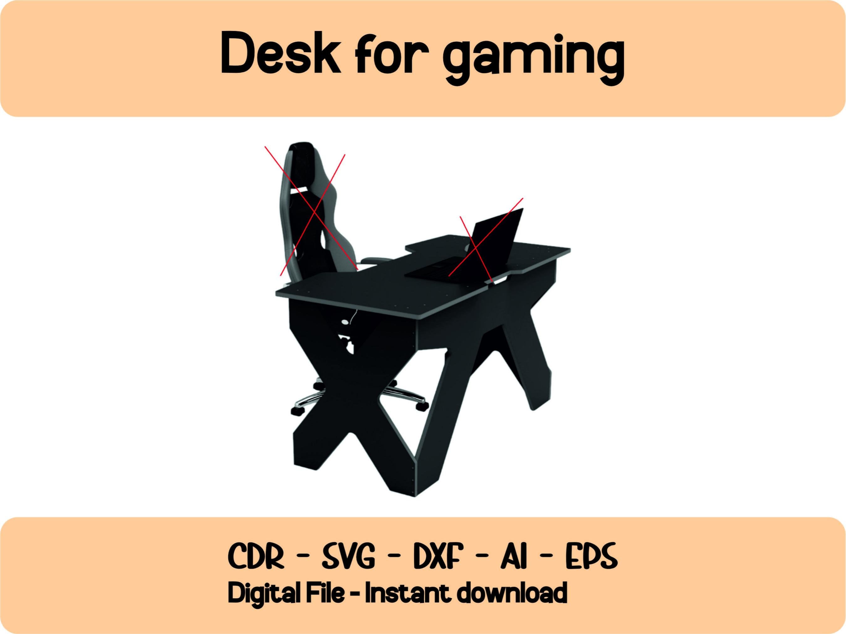 Game Desk Table Vector Files, Study Table Plan CNC, Home Office Desk ...