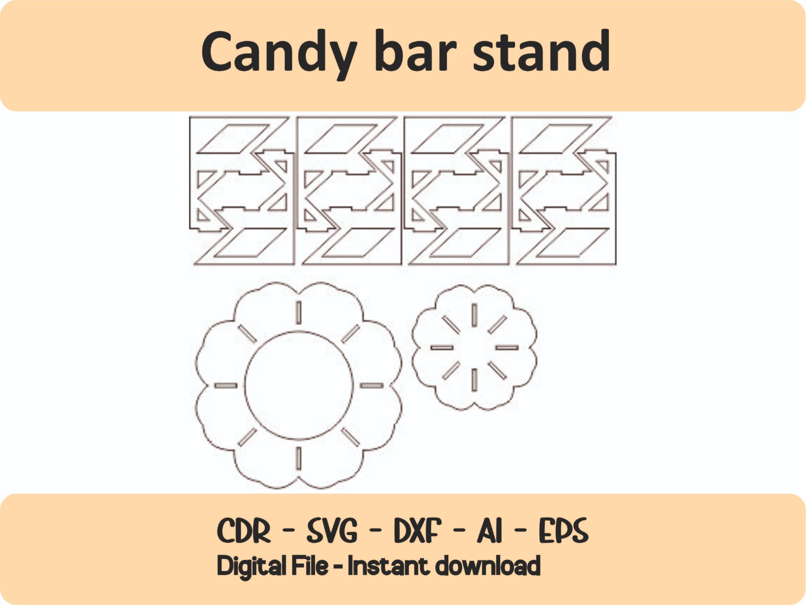 Candy Bar Stand Dxf, Candy Bar Display, Snack Stand Laser Cut Svg Files ...