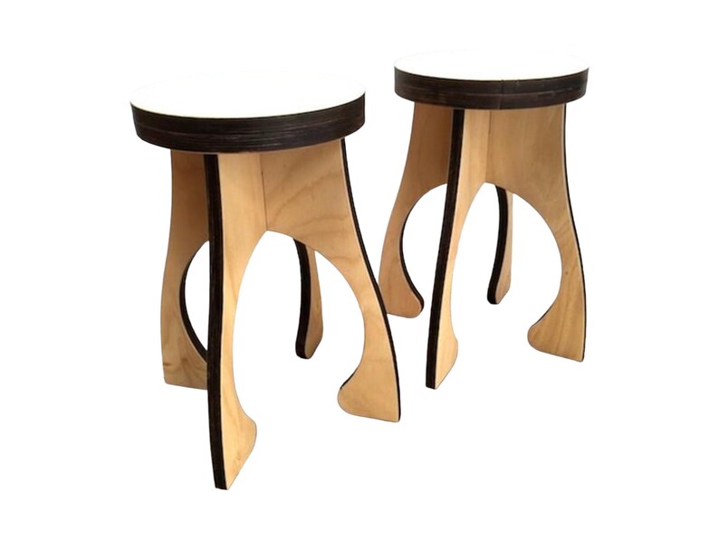 Stool Laser Cut Files, CNC Stool Plan Dxf, Plywood Stool Template ...