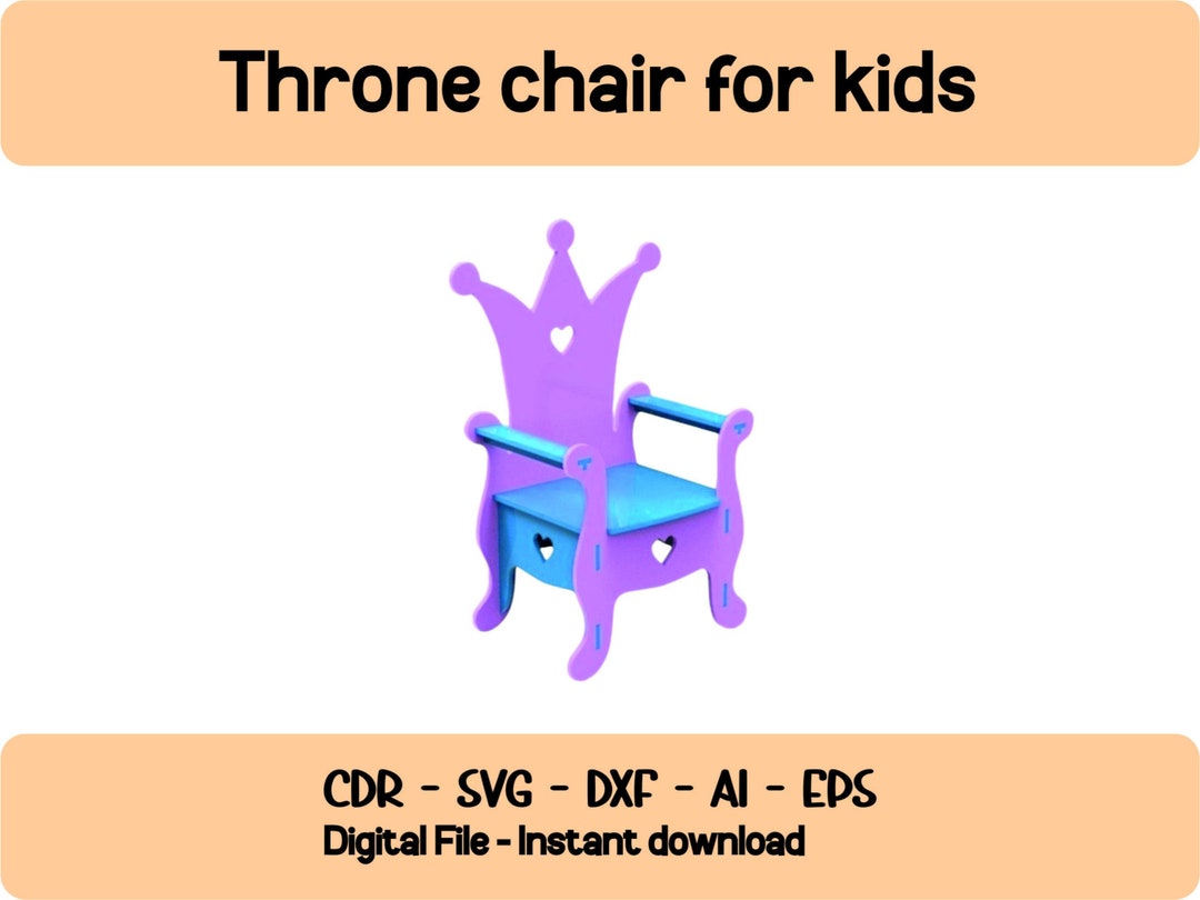Wooden Princess Throne Chair Template Ai, CNC Plan Design Party Throne ...