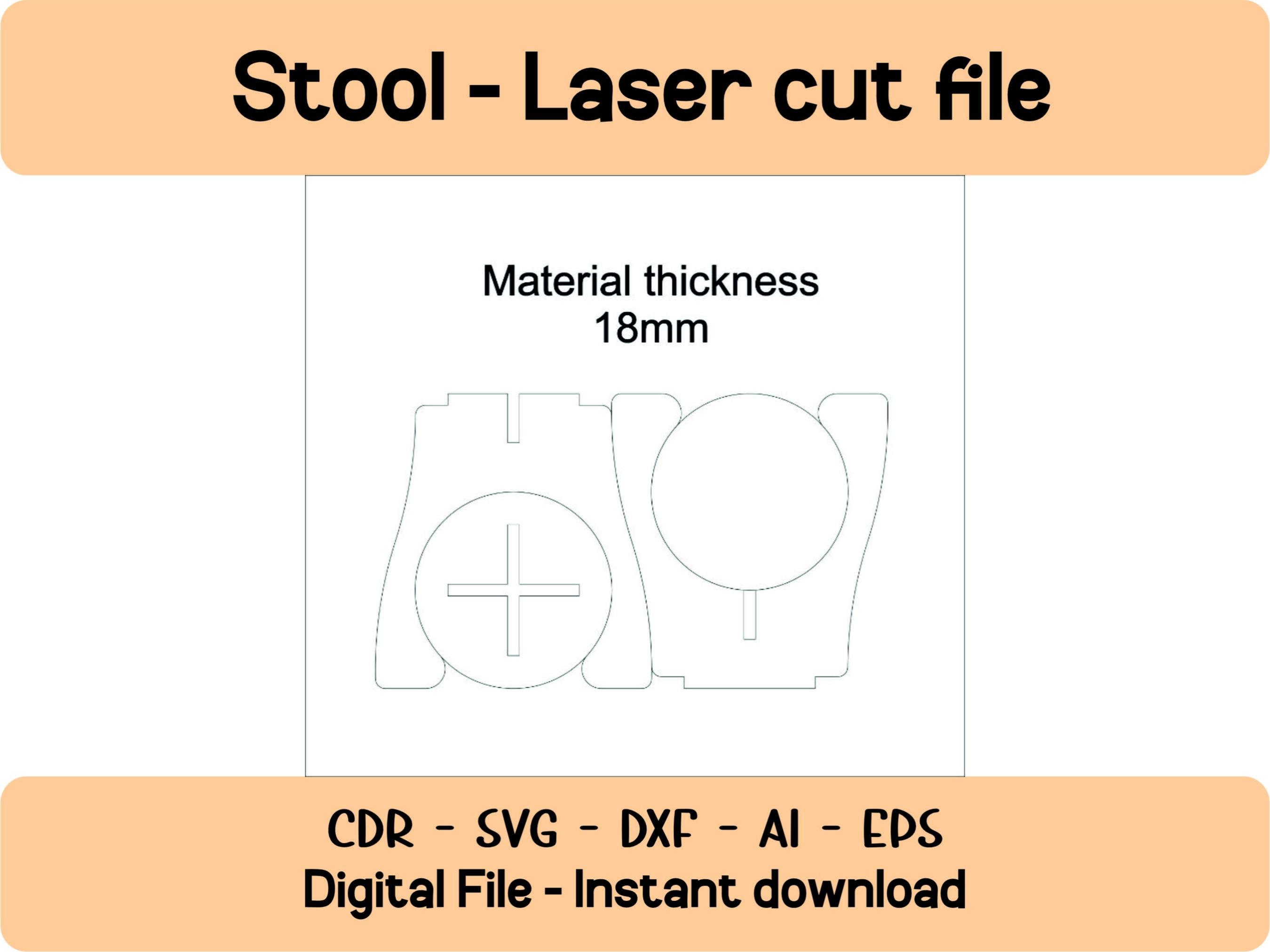 Stool Laser Cut Files, CNC Stool Plan Dxf, Plywood Stool Template ...