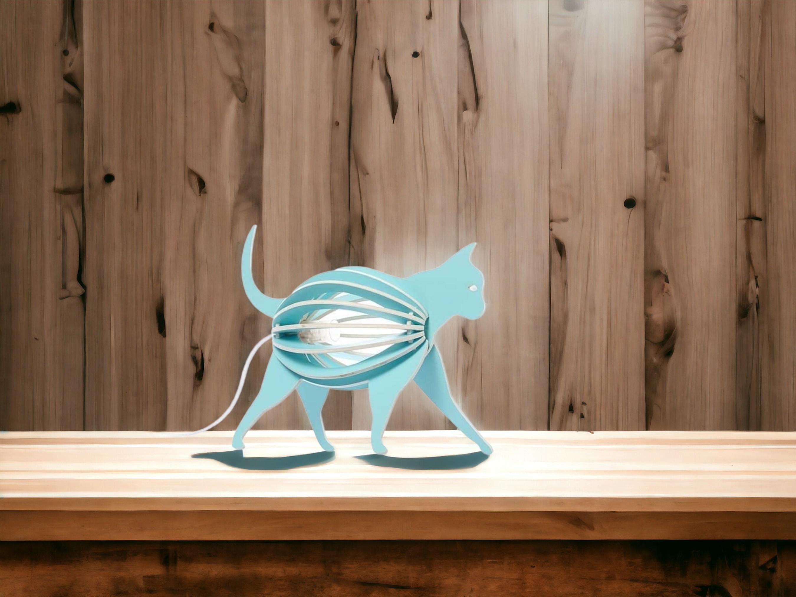 Wooden Cat Lamp Laser Cut File, Decorative Lamp Dxf, DIY Night Lamp CDR ...