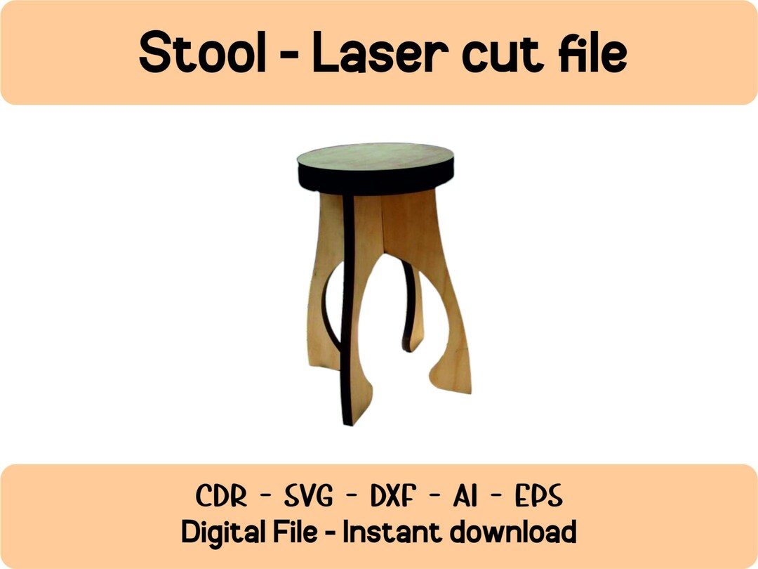 Stool Laser Cut Files, CNC Stool Plan Dxf, Plywood Stool Template ...