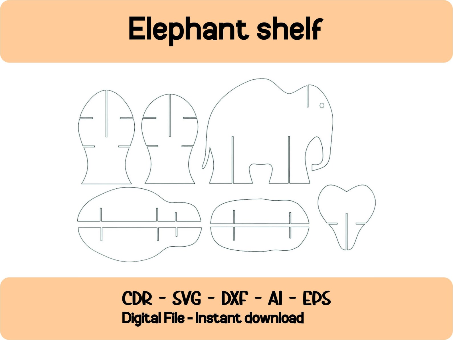 Elephant Shelf Laser Cut , Book Shelf, Furniture for Children, Elephant ...