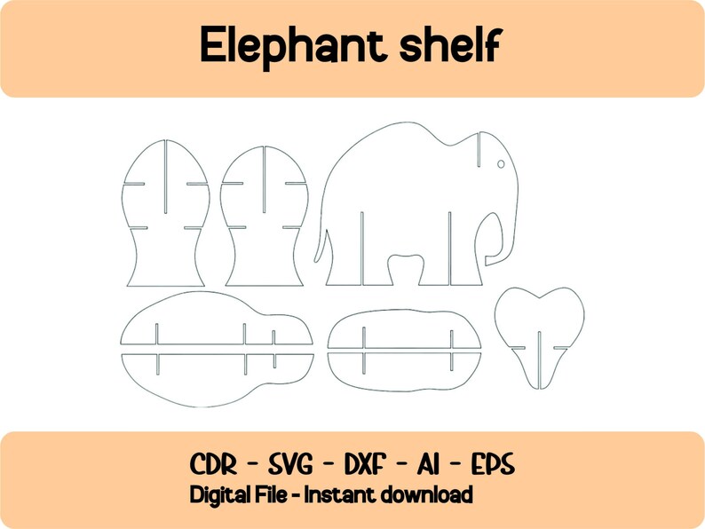 Elephant Shelf Laser Cut , Book Shelf, Furniture for Children, Elephant ...