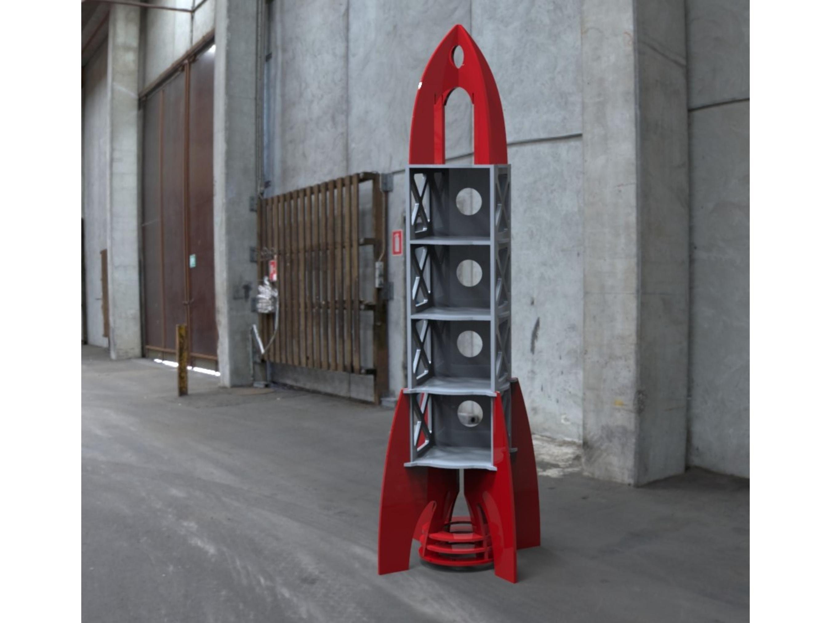 Wooden 3d Rocket Shelf DXF Template, Rocket Books Stand SVG, Rocket ...