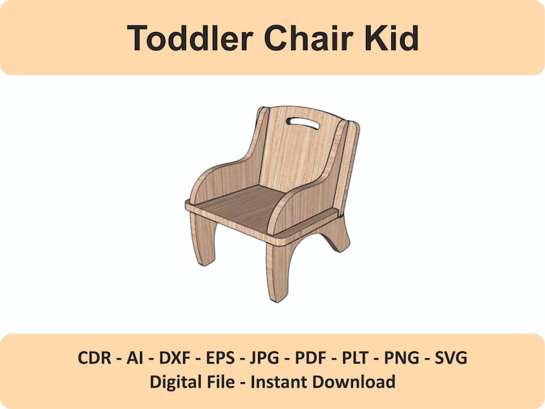 Toddler Chair Kid Chair Template Dxf, Stool for Kids Cutting File ...