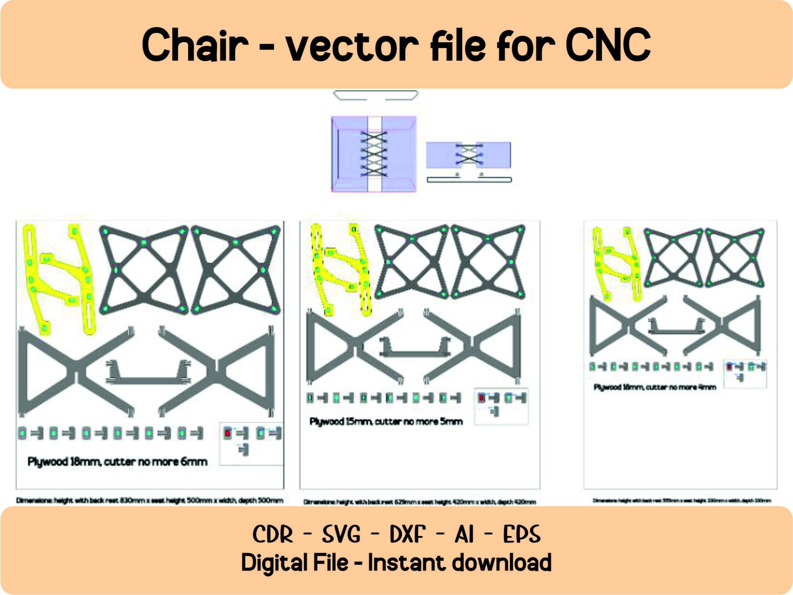 Modern Chair Cutting CNC Files, Futuristic Chair Dxf, Parametric Chair ...