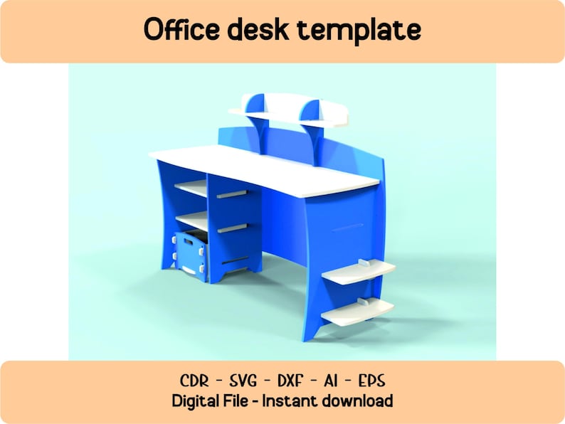 Computer Desk Plan Dxf, Table Office Workstation, Workplace Study Svg ...