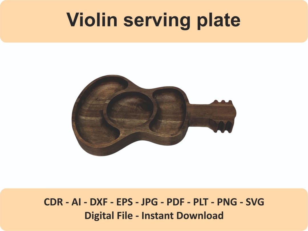 Violin Serving Plate Cnc Template, Violin Shaped Tray Dxf Ai, Violin ...
