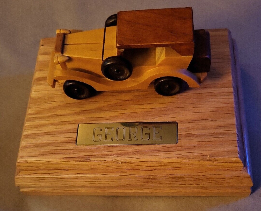Wooden Playing Card Box W/ Antique Car Figure on Top 6×4.5" Unique ...