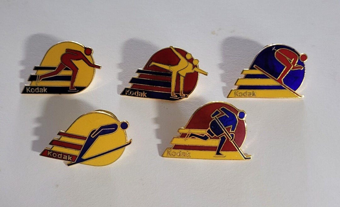 1983 Winter Olympics Sarajevo Nordic Pins Lot of 5 Sponsored by Kodak ...