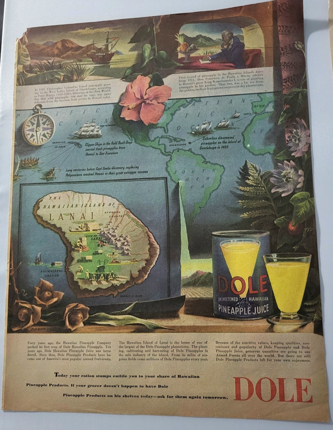 Dole Pineapple Juice Advertisement From 1944 Mccall's Magazine Hawaii ...