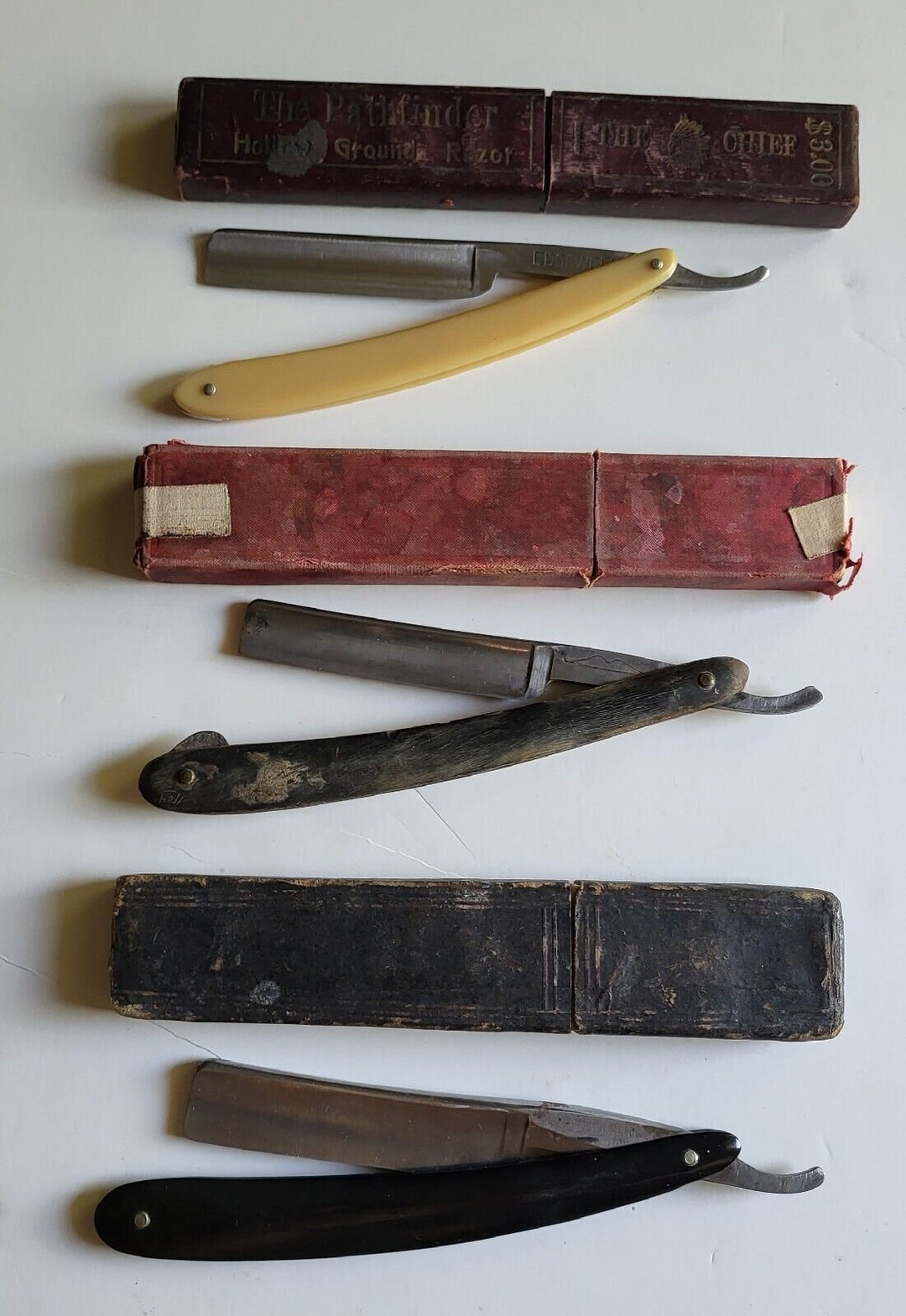 Antique Straight Razors Lot of 3 W Boxes Made Germany Scranton Bsco ...
