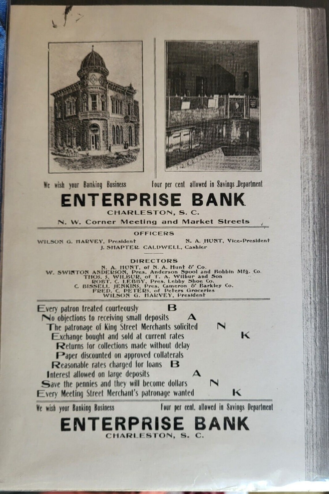Bank Checks - the Enterprise Bank Charleston, SC Early 1900s Antique AJ ...