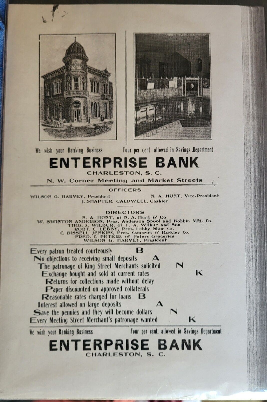 Bank Checks - the Enterprise Bank Charleston, SC Early 1900s Antique AJ ...