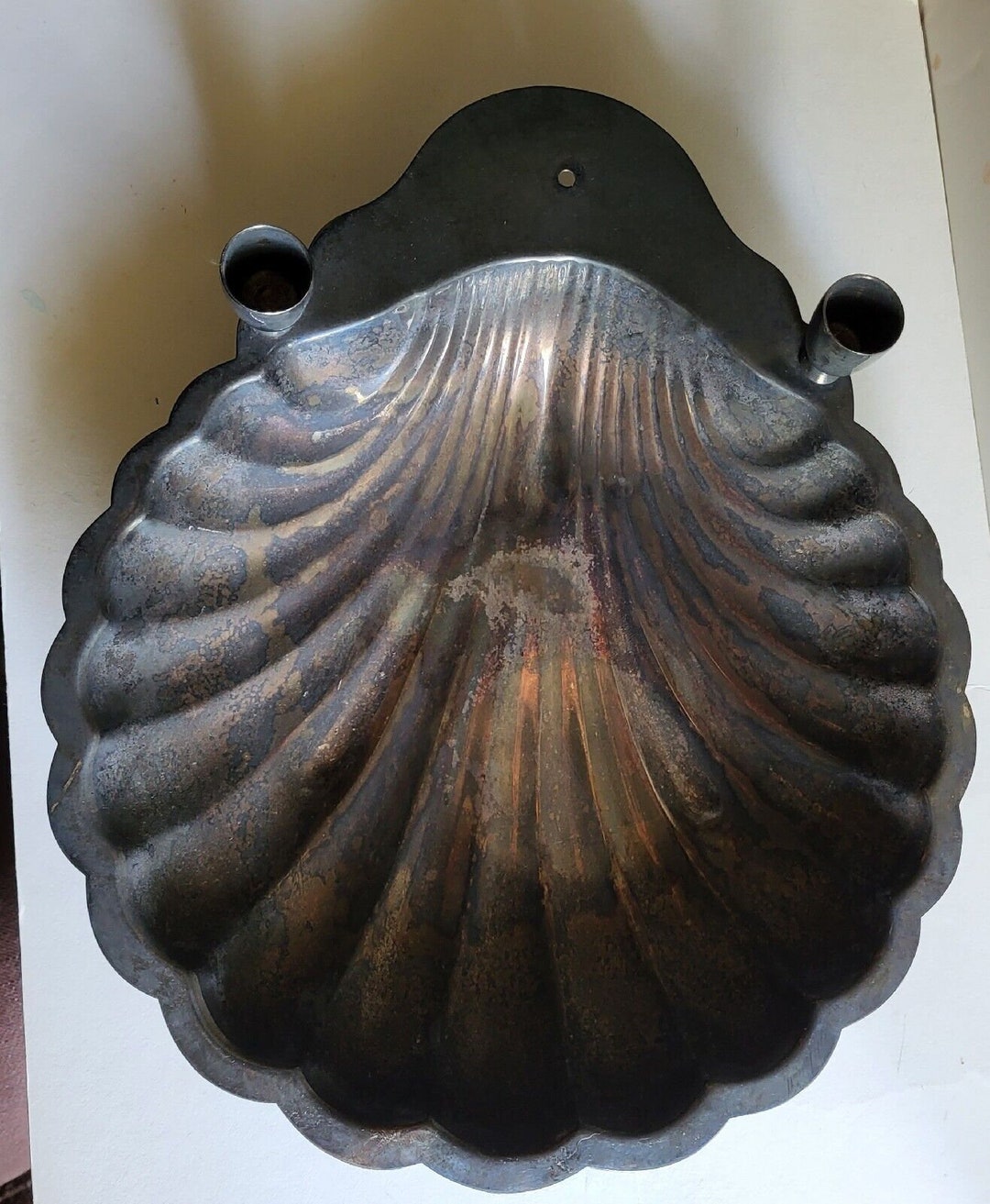 Shell Design Serving Dish Silver-plated EB Rogers 12"×10" W 2 Candle ...