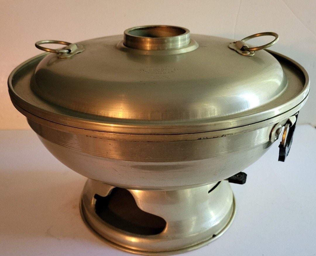 Brass Table Cooker Brazier Fondue Ming Guang Aluminum Co Vintage 1960s ...