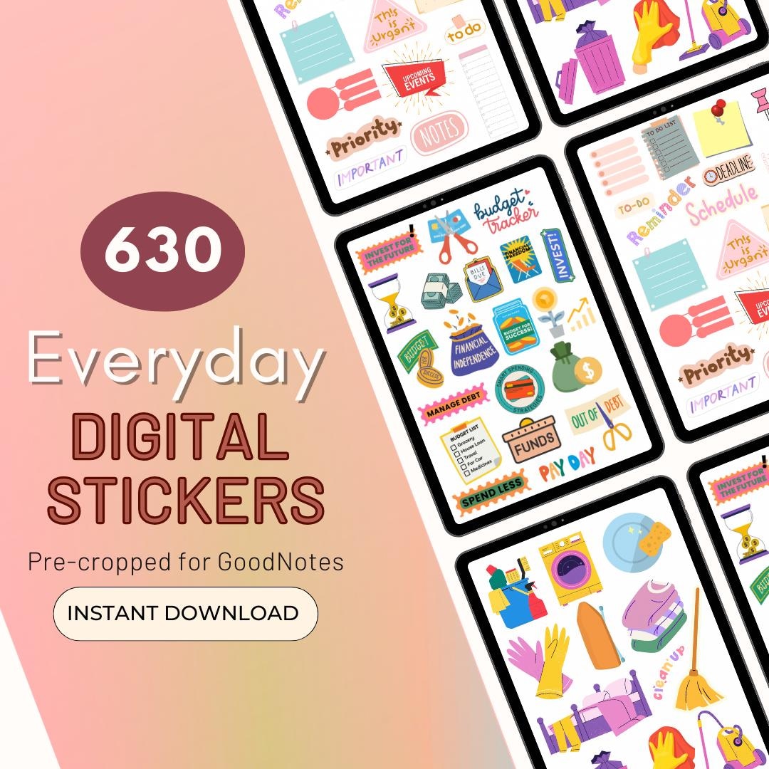 Everyday Life Digital Planner Stickers, 630 Goodnotes Planner Stickers ...