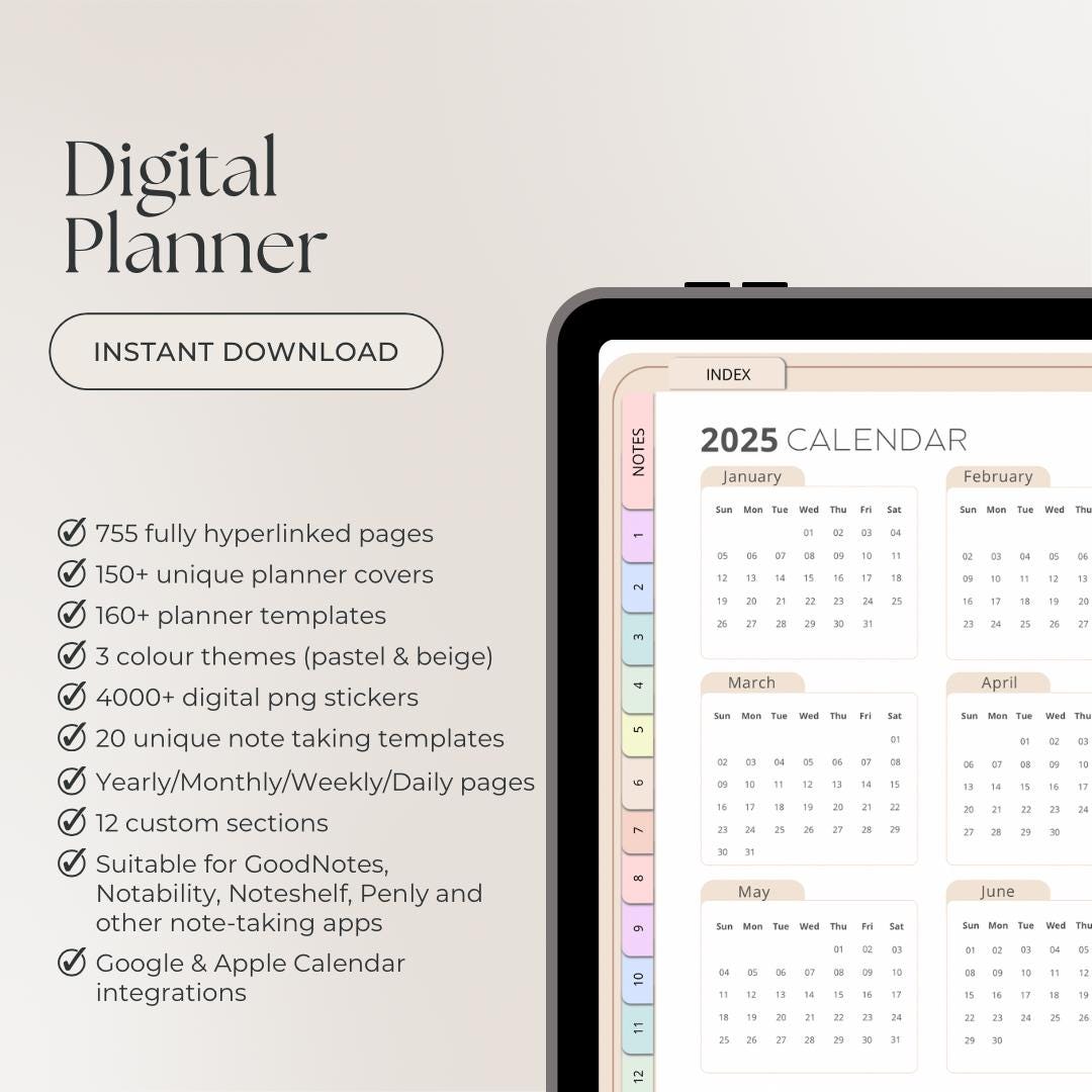 All-in-one Digital Planner, Goodnotes Notability Planner, iPad ...