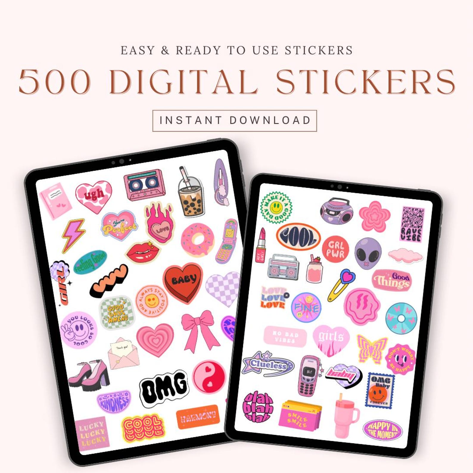 Aesthetic Digital Planner Stickers, 500 Goodnotes Planner Stickers ...