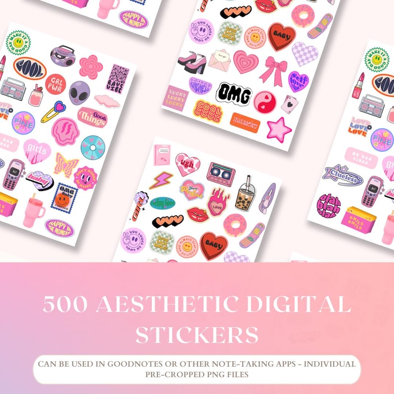 Aesthetic Digital Planner Stickers, 500 Goodnotes Planner Stickers ...
