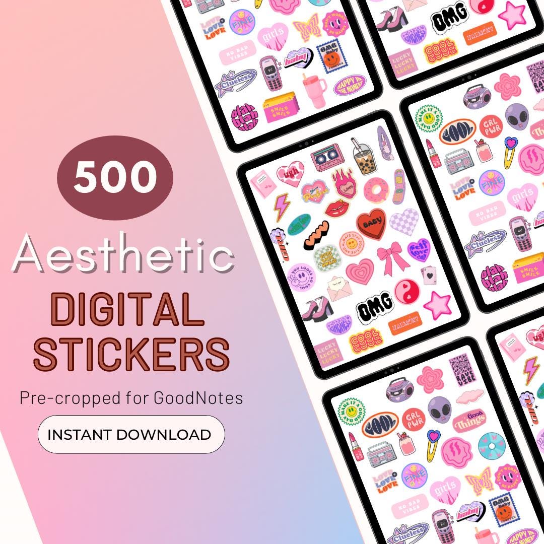 Aesthetic Digital Planner Stickers, 500 Goodnotes Planner Stickers ...
