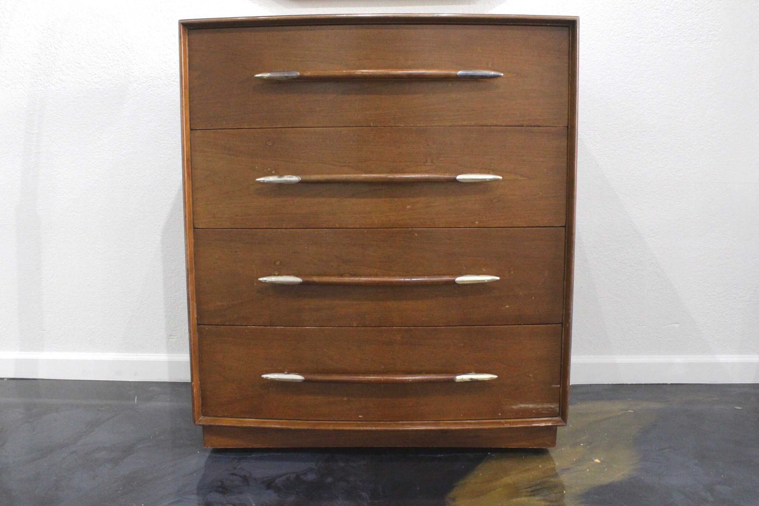 Widdicomb Mid Century 4 Drawer Highboy Dresser With Silver Hardware ...