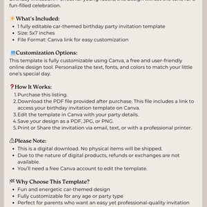 Editable and Customizable Car Themed Birthday Party Digital and ...