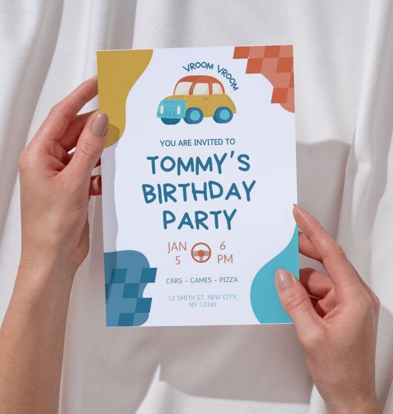 Editable and Customizable Car Themed Birthday Party Digital and ...