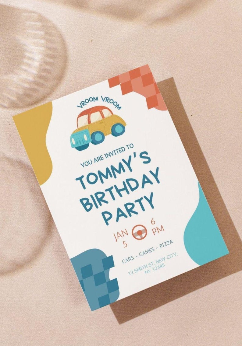 Editable and Customizable Car Themed Birthday Party Digital and ...