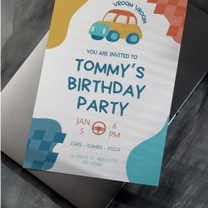 Editable and Customizable Car Themed Birthday Party Digital and ...