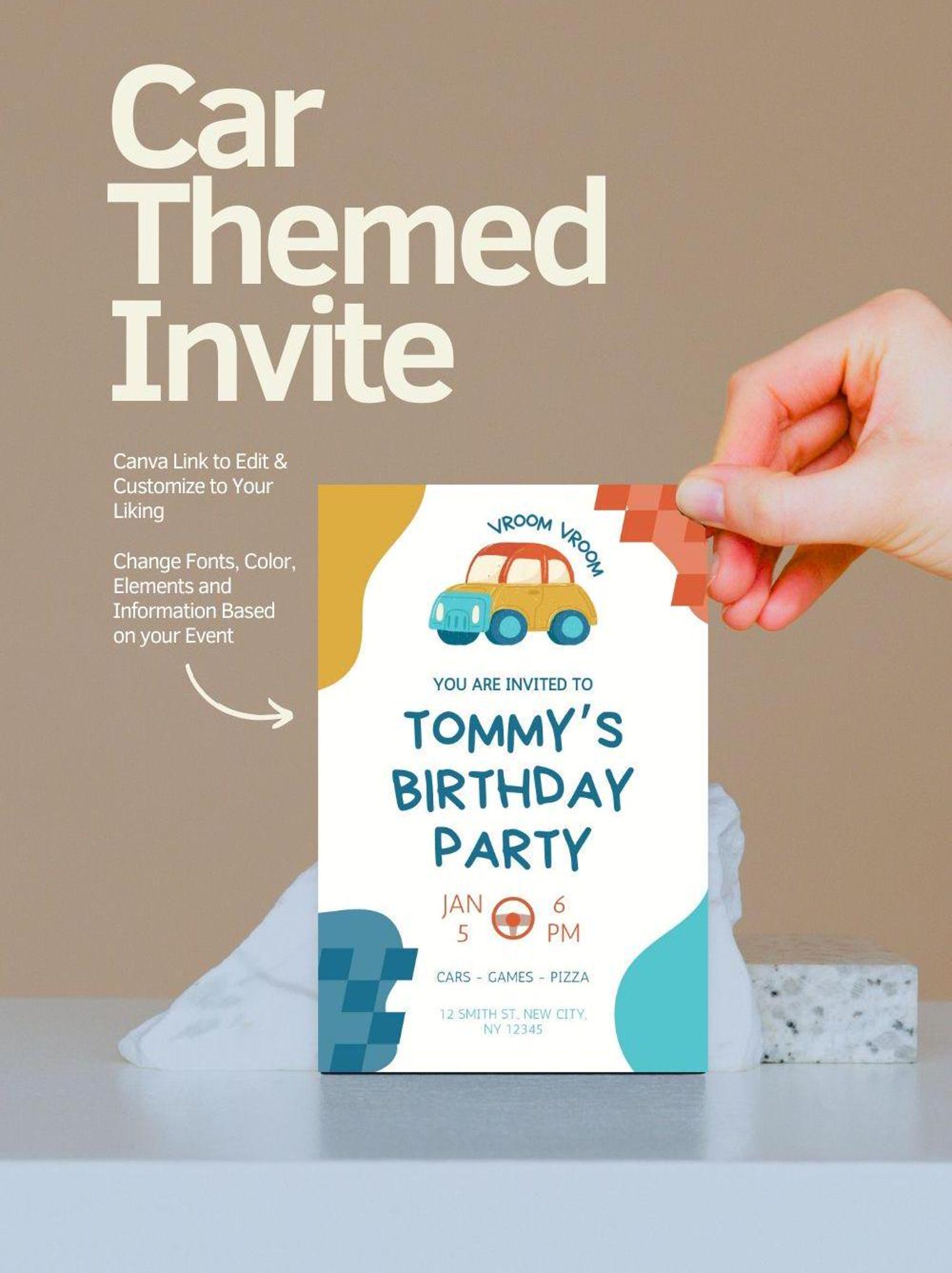 Editable and Customizable Car Themed Birthday Party Digital and ...