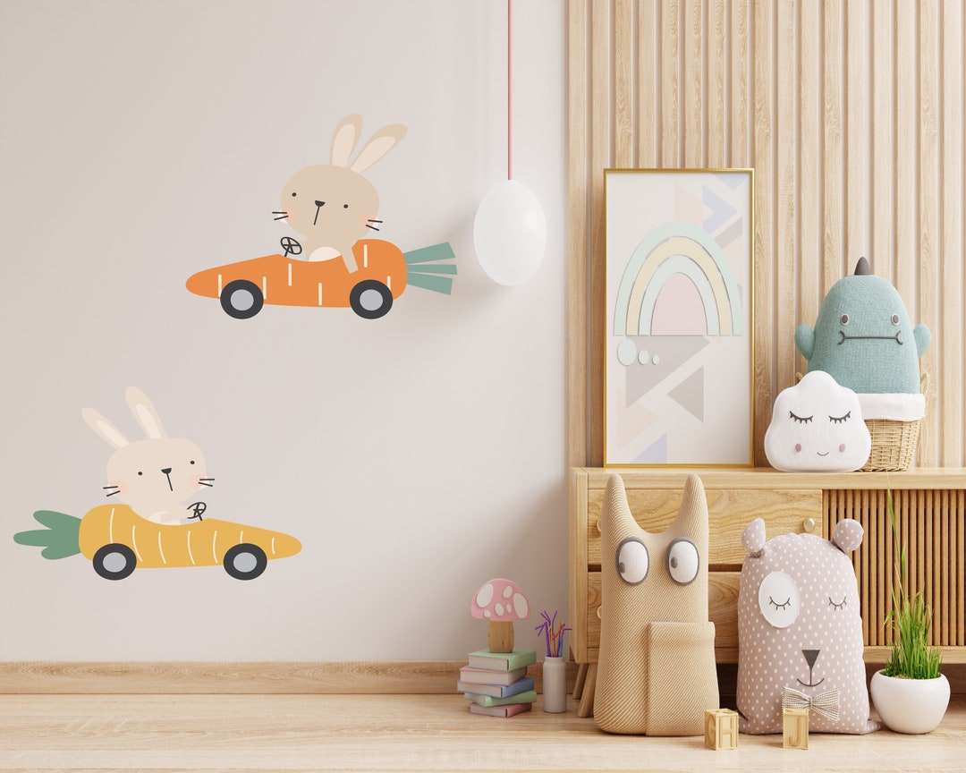 Racing Rabbits Wall Sticker Pack - Etsy
