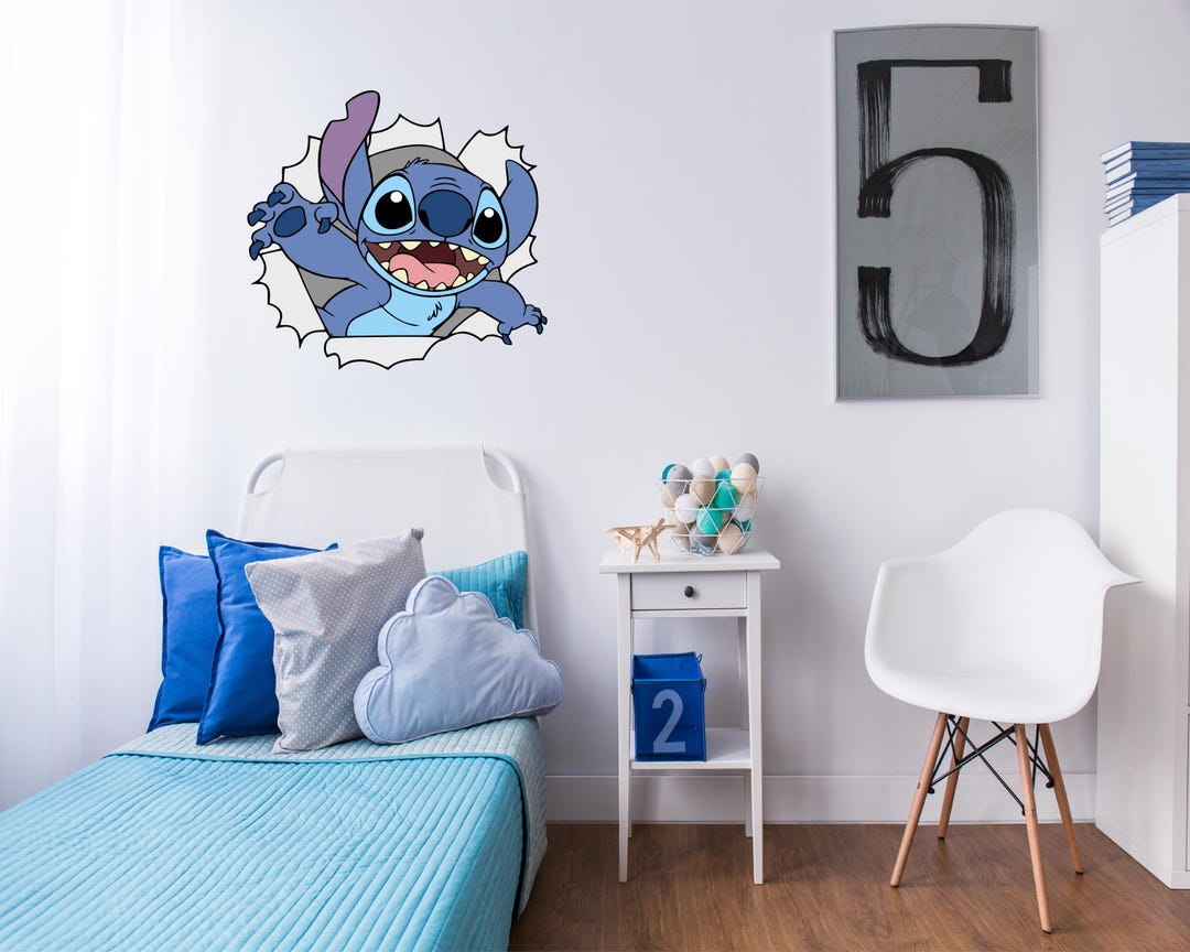 Disney Stitch Breaking Through Wall Sticker - Etsy