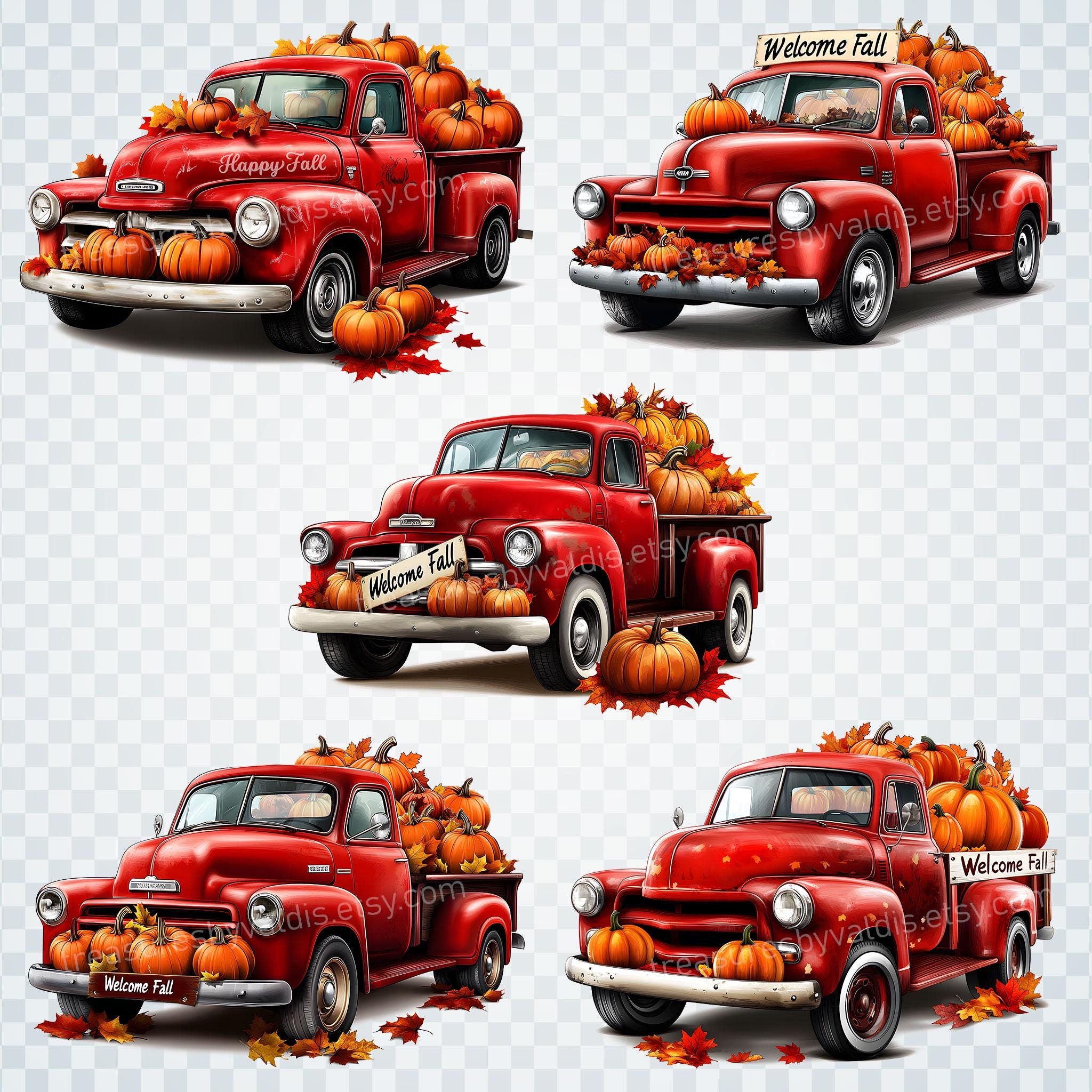 Fall Harvest Truck Clipart Bundle - 30 Farm Pickups With Pumpkins ...