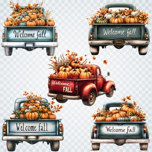 Fall Harvest Truck Clipart Bundle - 30 Farm Pickups With Pumpkins ...