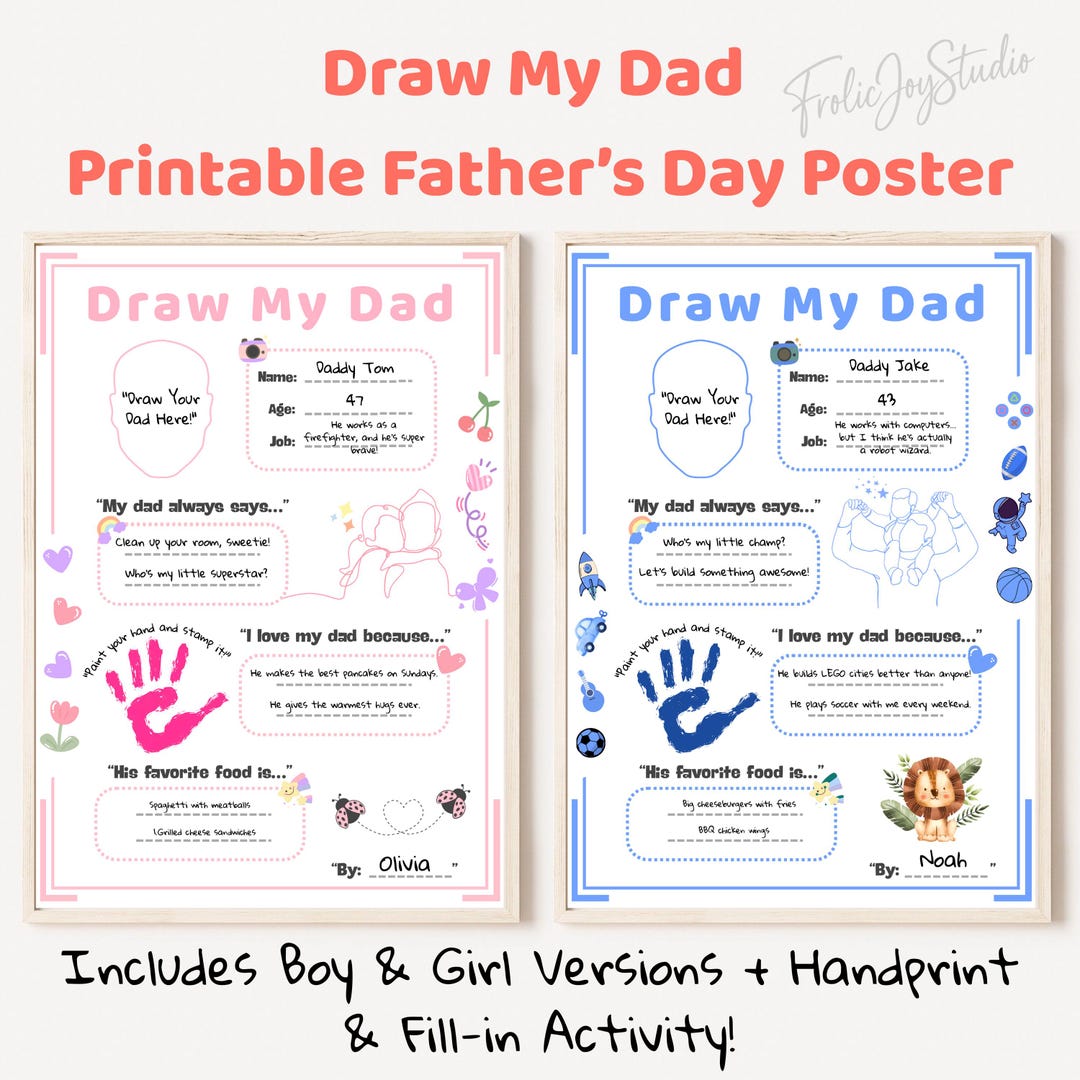 Draw My Dad Printable | Father’s Day Activity for Kids | Boy and Girl ...