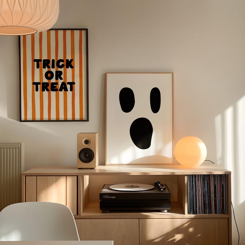 Cute Halloween Ghost, Minimalist Wall Art, Digital Download Halloween ...