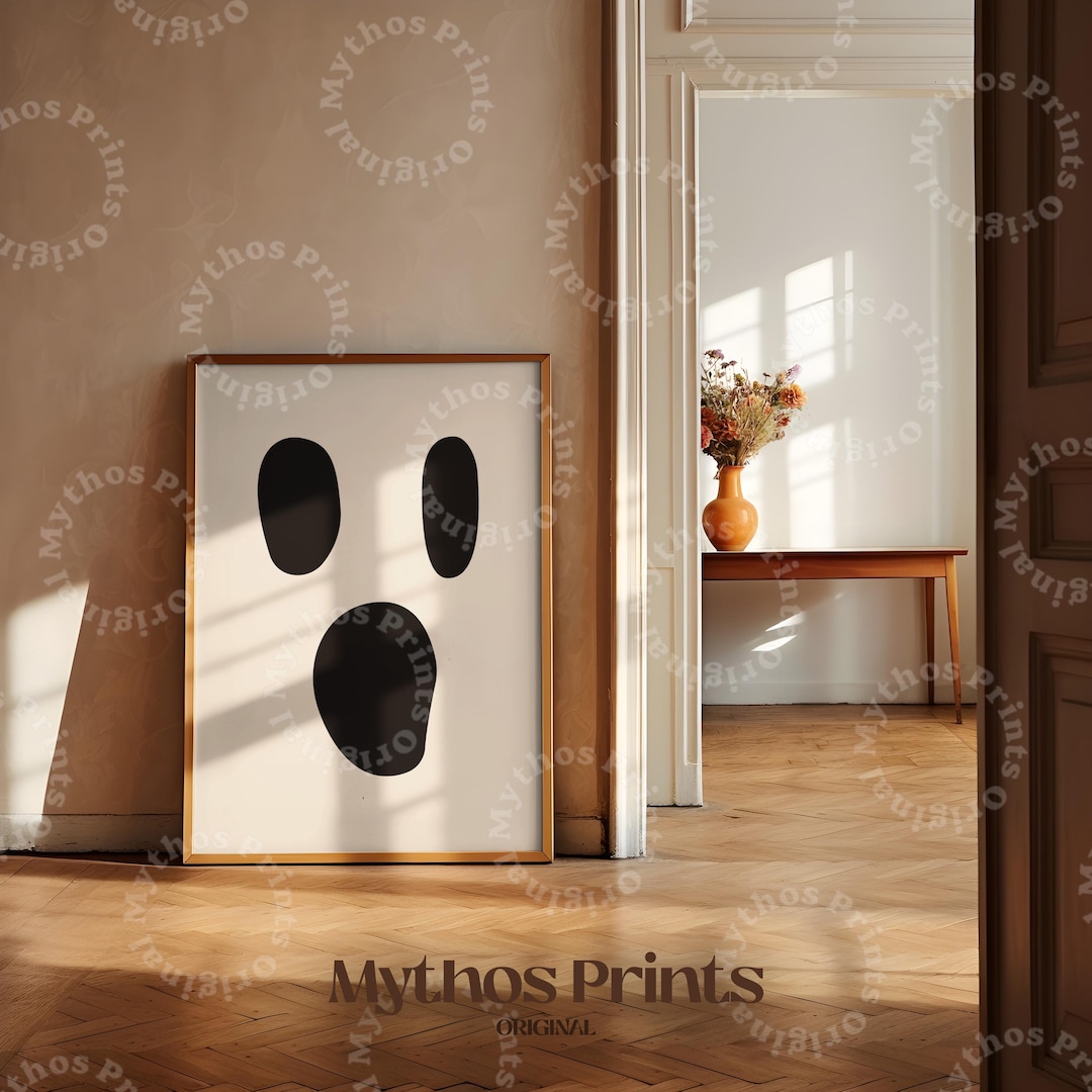 Cute Halloween Ghost, Minimalist Wall Art, Digital Download Halloween ...
