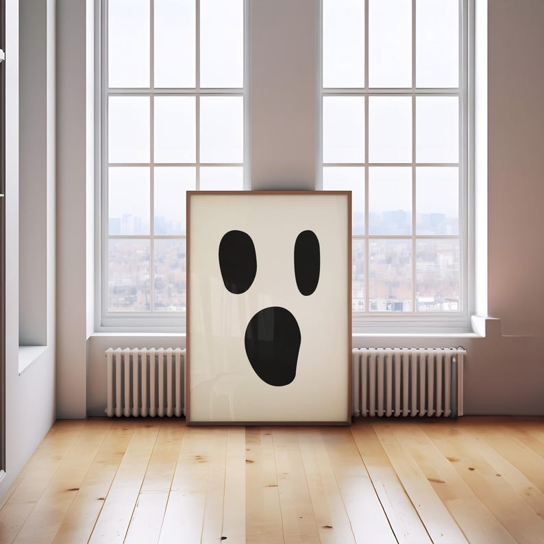 Cute Halloween Ghost, Minimalist Wall Art, Digital Download Halloween ...