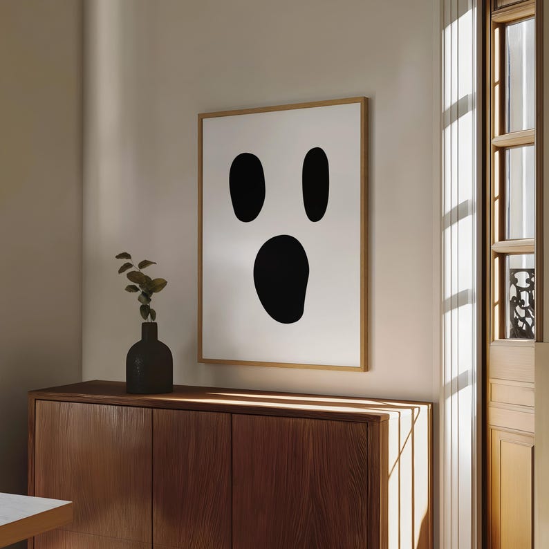 Cute Halloween Ghost, Minimalist Wall Art, Digital Download Halloween ...