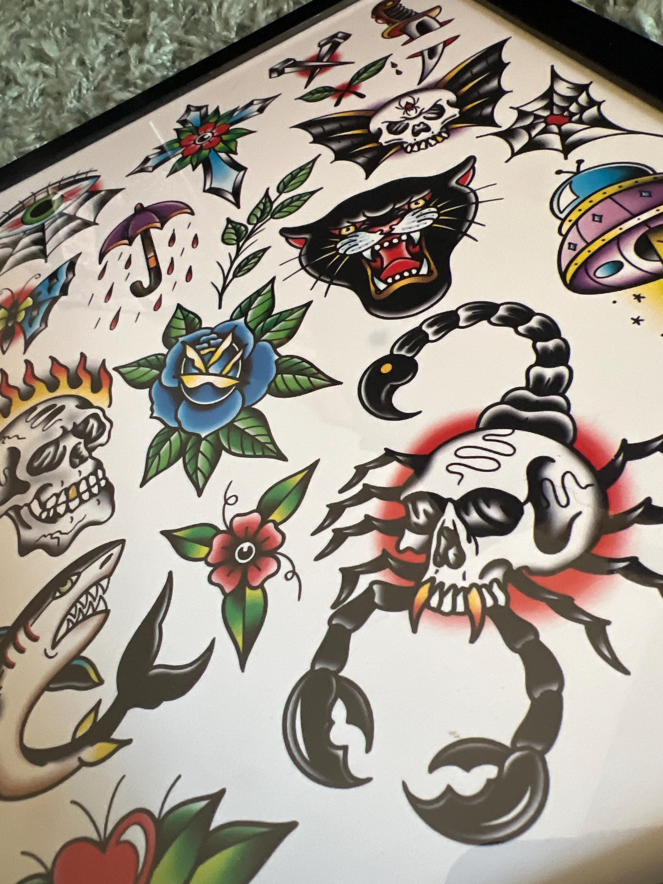 Framed Tattoo Flash - Etsy