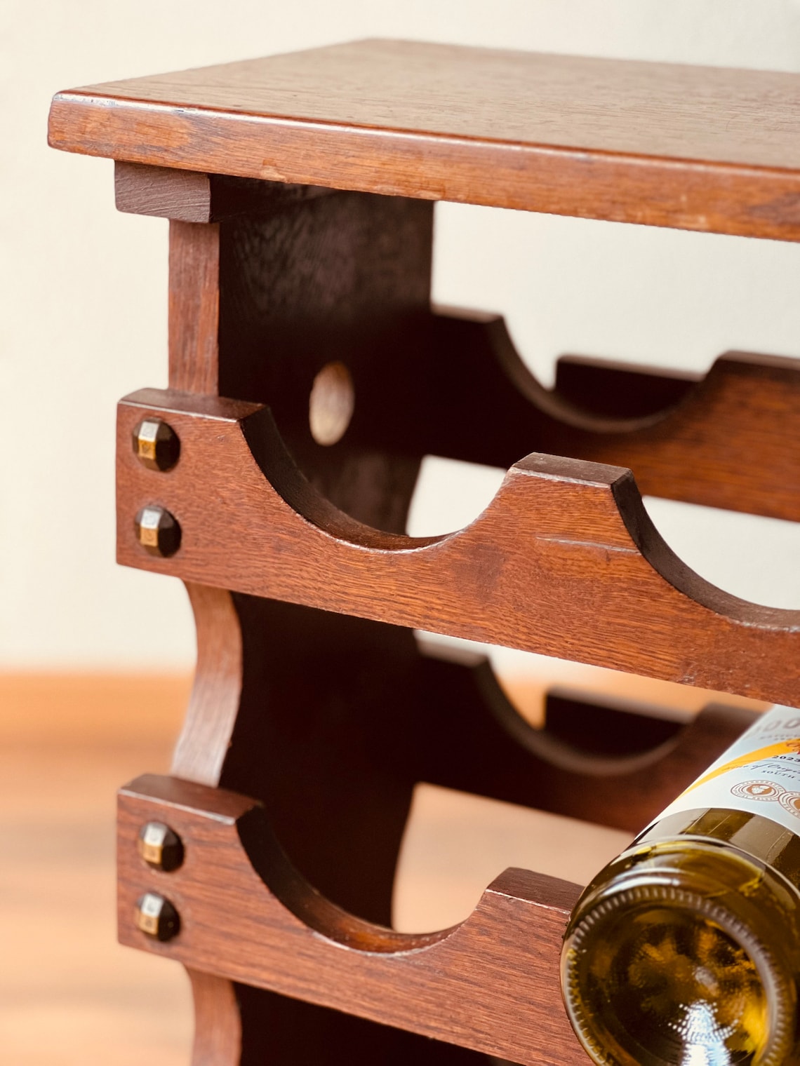 Vintage Wooden Wine Rack Bottle Holder 12 Bottles Farmhouse Style ...