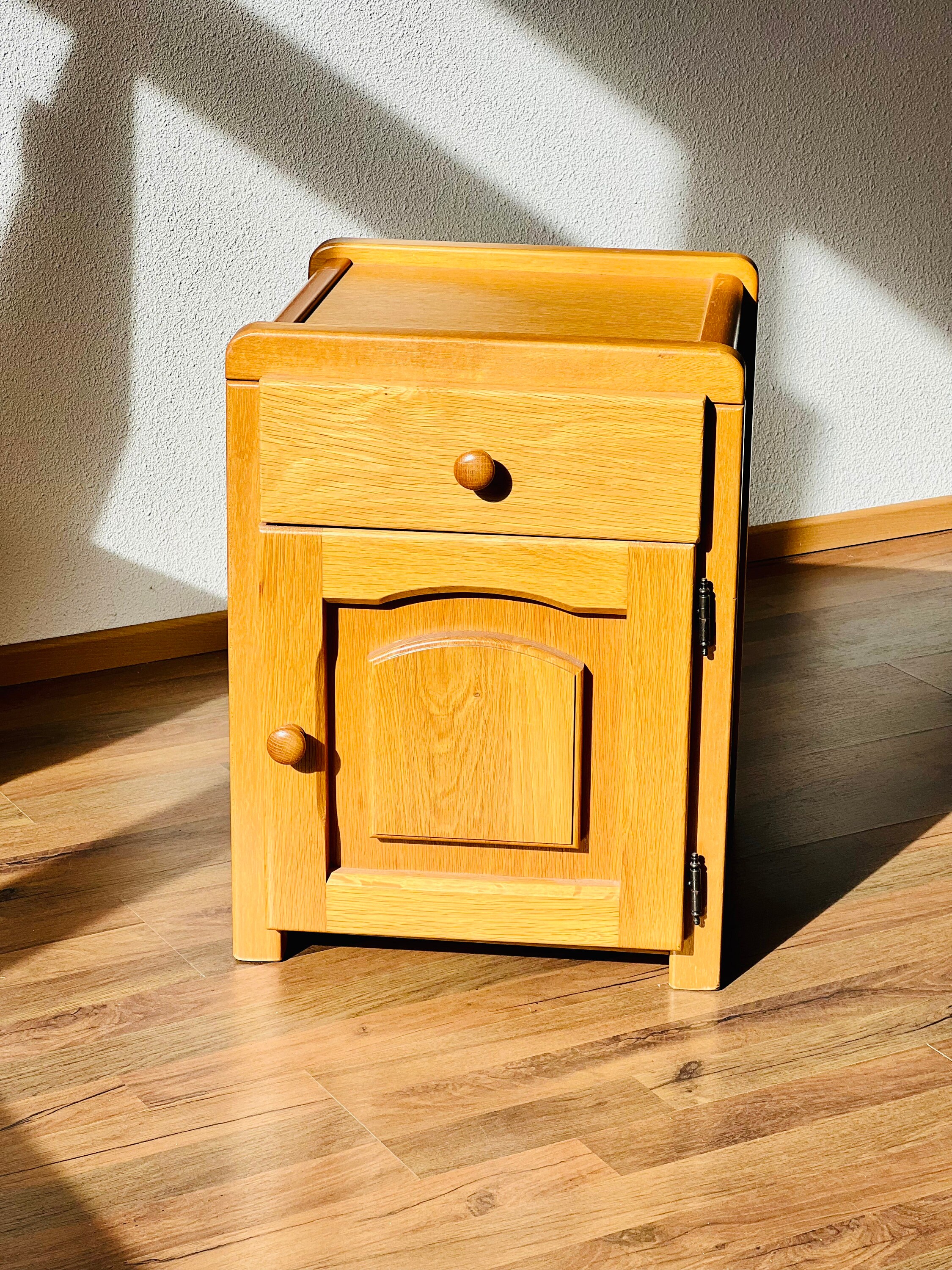Retro Bedside Table, 1960s Vintage Oak Nightstands With Drawer / Side ...