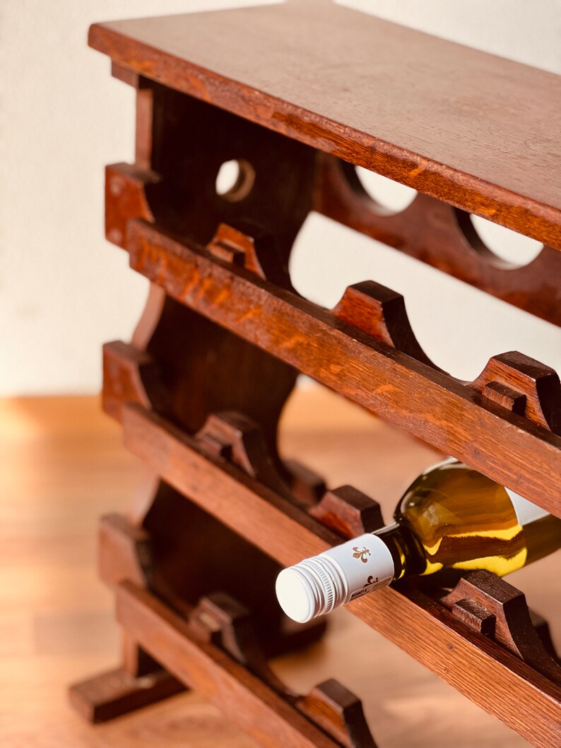 Vintage Wooden Wine Rack Bottle Holder 12 Bottles Farmhouse Style ...