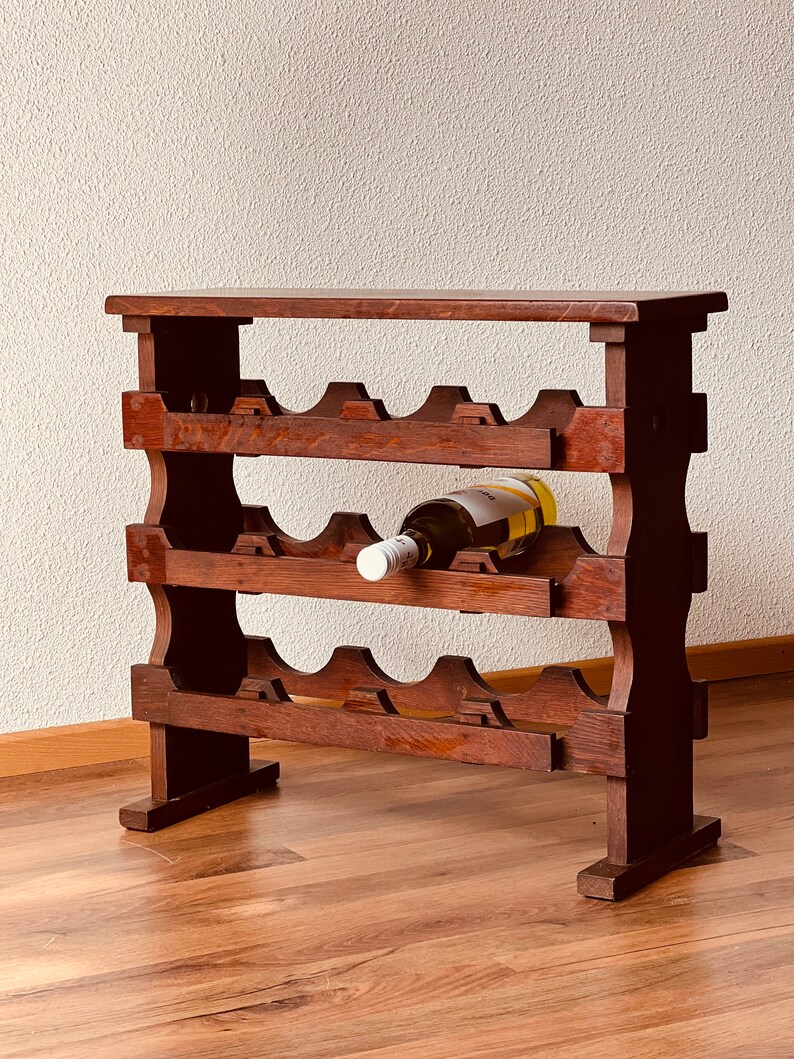 Vintage Wooden Wine Rack Bottle Holder 12 Bottles Farmhouse Style ...