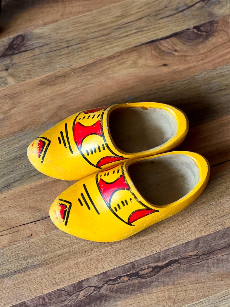 Original Dutch Antique Wooden Clogs, Hand Painted Wooden Shoes Vintage ...